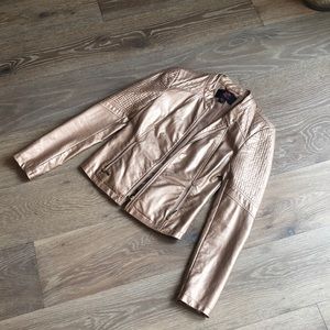 2B Bebe | Jackets & Coats | Bebe Metallic Gold Faux Leather Jacket ...